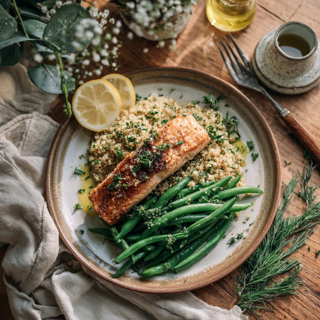 Salmon With Herbed Quinoa & Green Beans